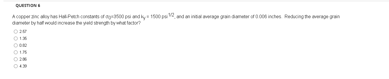 Solved A copper zinc alloy has Hall-Petch constants of | Chegg.com