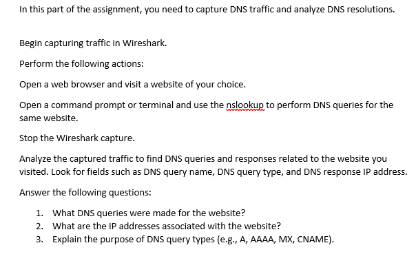 Solved In this part of the assignment, you need to capture | Chegg.com