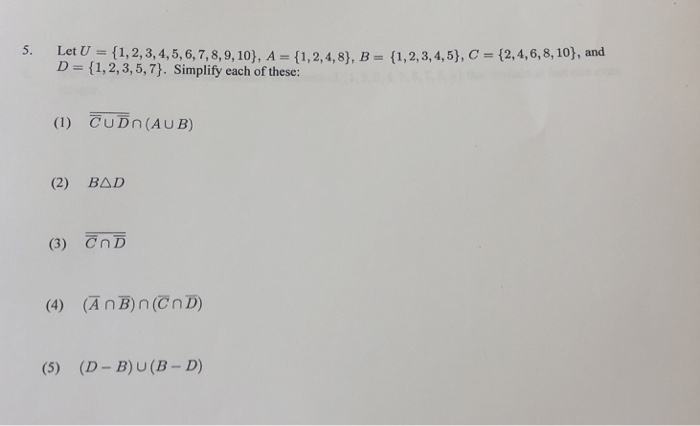 Solved Letu-(1,2,3,4, 5, 6,7 8, 9, 10), A-(1,2,4,8), B= | Chegg.com
