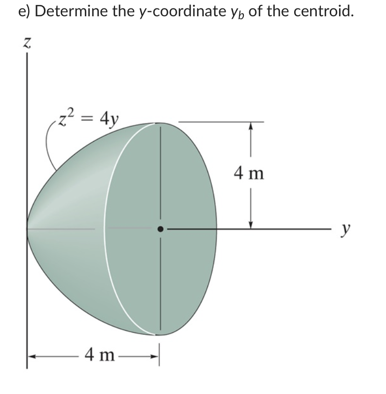 Solved e) Determine the y-coordinate yb of the centroid. z | Chegg.com