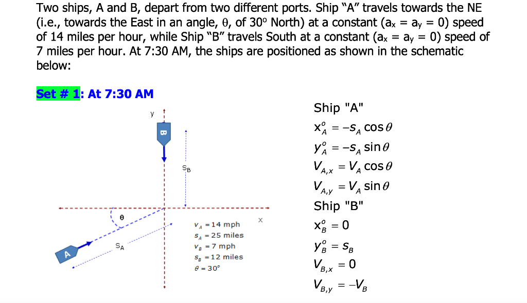 Solved Two ships, A and B, depart from two different ports. | Chegg.com