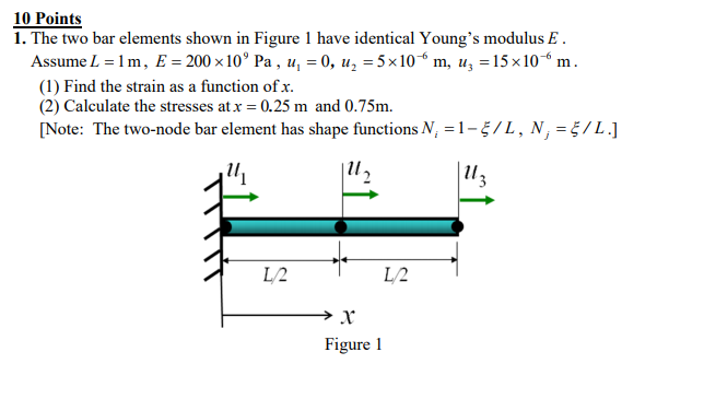 Solved 10 Points 1. The two bar elements shown in Figure 1 | Chegg.com