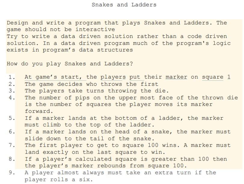 Solved Snakes and Ladders Your grade is determined by how | Chegg.com