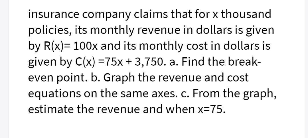 Solved insurance company claims that for x thousand | Chegg.com