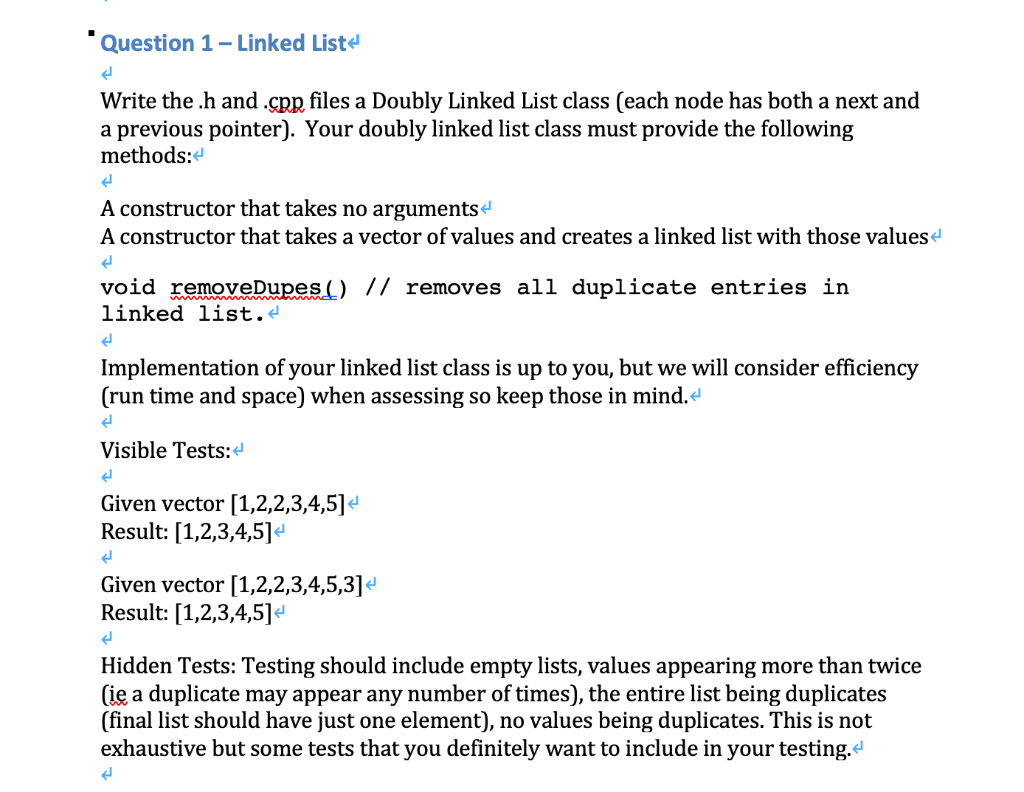 "Question 1-Linked List Write the .h and .cpp files a | Chegg.com