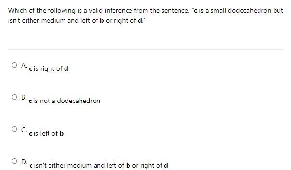 Solved Which of the following is a valid inference from the | Chegg.com