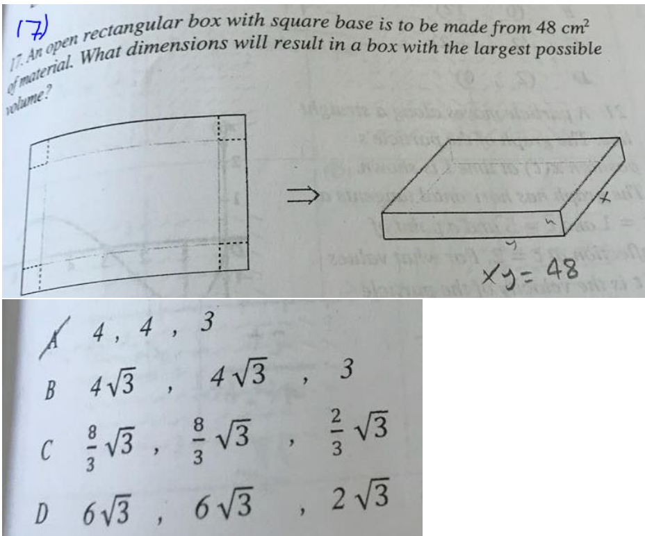 Solved (7) An open rectangular box with square base is to be | Chegg.com