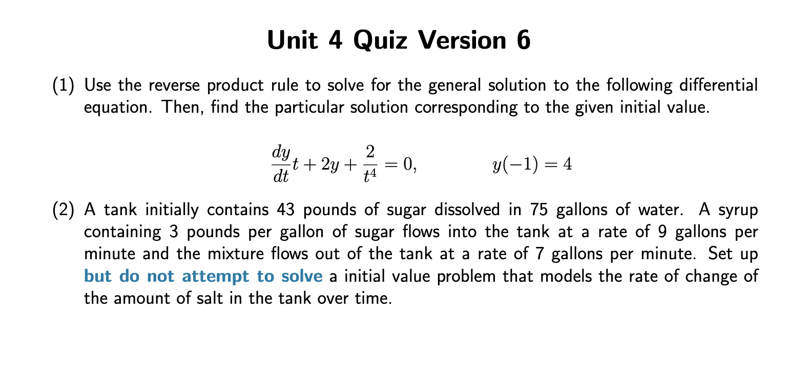 Solved Unit 4 Quiz Version 6 (1) Use the reverse product | Chegg.com