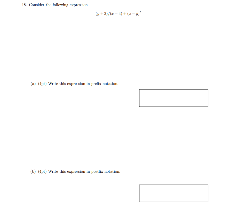 Solved 18. Consider the following expression | Chegg.com