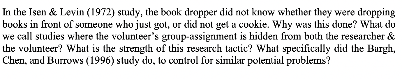 Solved In the Isen & Levin (1972) study, the book dropper | Chegg.com