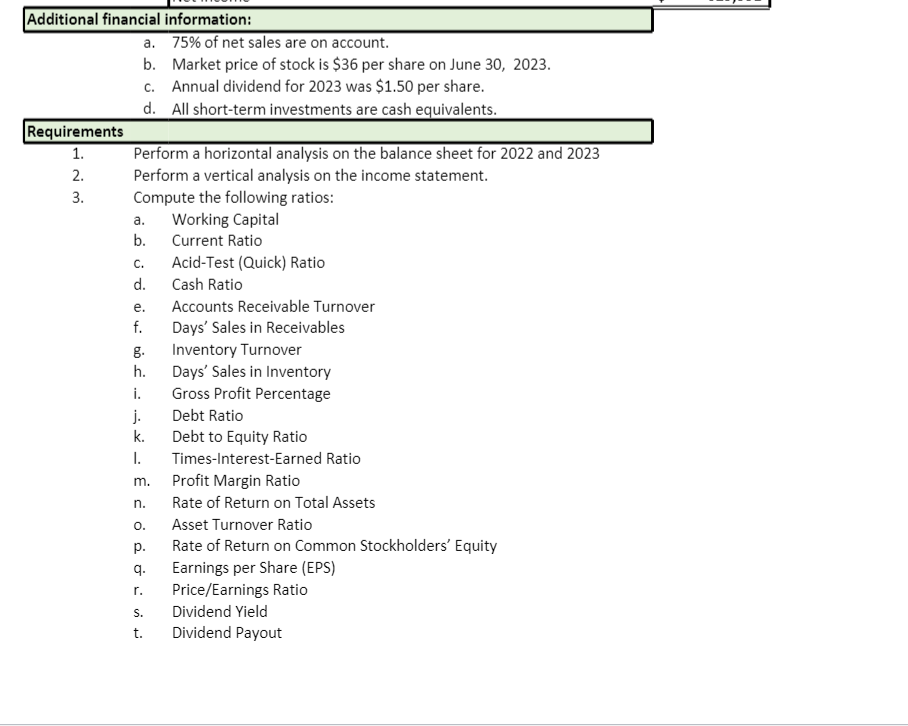 Solved Financial Statement Analysis Excel Problem Follow the | Chegg.com