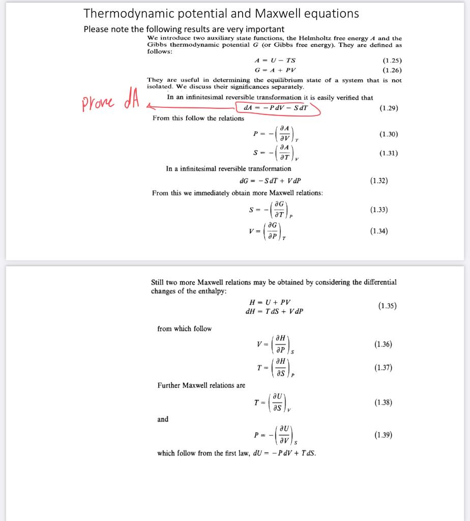 Solved Thermodynamic potential and Maxwell equations Please | Chegg.com