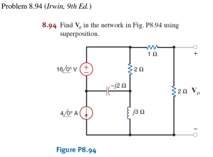 Solved 8.94 Find Vo in the network in Fig. P8.94 using | Chegg.com