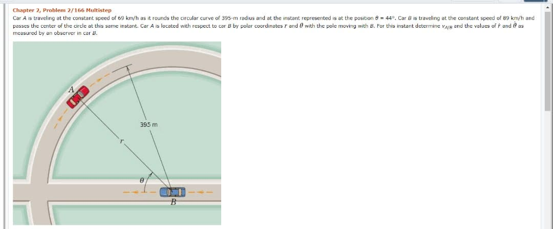 Solved Chapter 2, Problem 2/166 Multistep Car A is traveling | Chegg.com