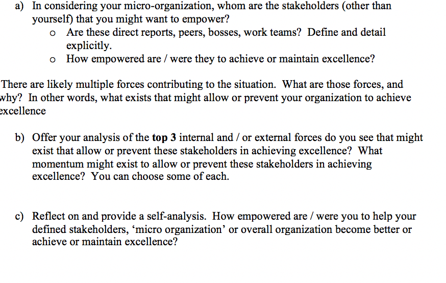 Solved In considering your micro-organization, whom are the | Chegg.com