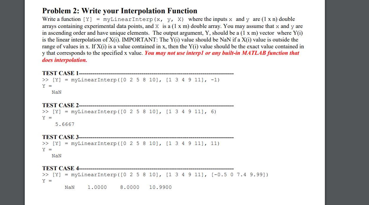 Solved A Matlab Spline Interpolation Problem (CAN NOT USE | Chegg.com Solved A Matlab Spline Interpolation Problem (CAN NOT USE | Chegg.com