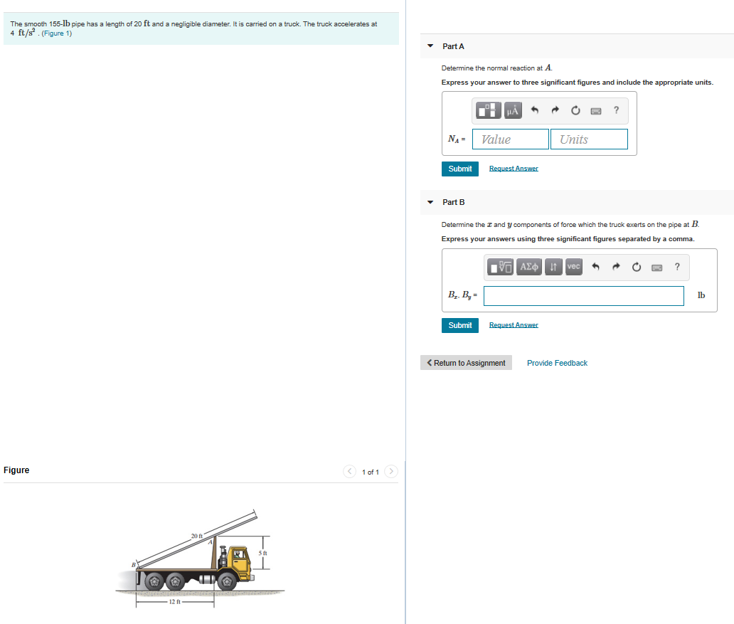 Solved The smooth 155-Ib pipe has a length of 20 ft and a | Chegg.com