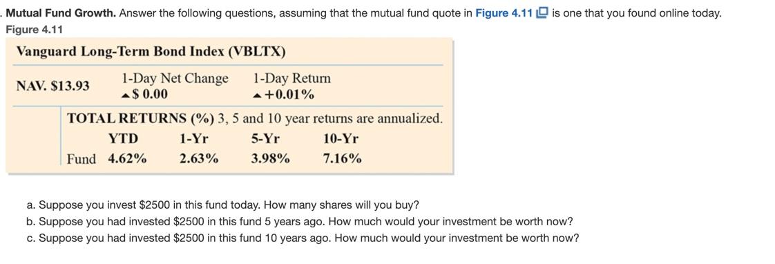 Solved Mutual Fund Growth. Answer the following questions, | Chegg.com