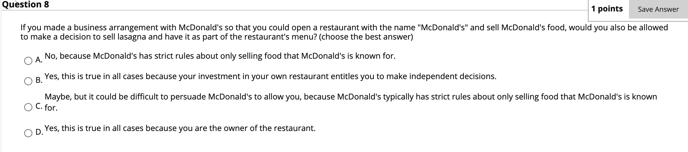 Solved Question 7 1 points Save Answ Consider the following | Chegg.com