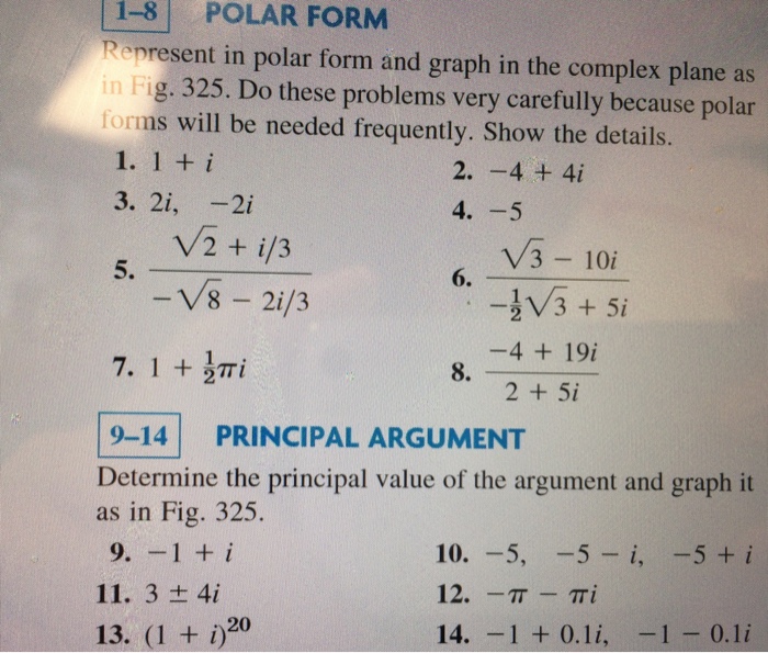 Solved 1-8 POLAR FORM Renresent in polar form and graph in | Chegg.com