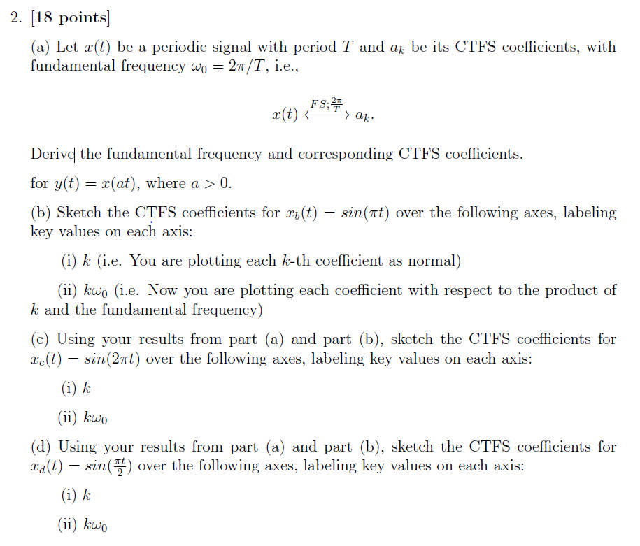 Solved 2. (18 points) (a) Let z(t) be a periodic signal with | Chegg.com