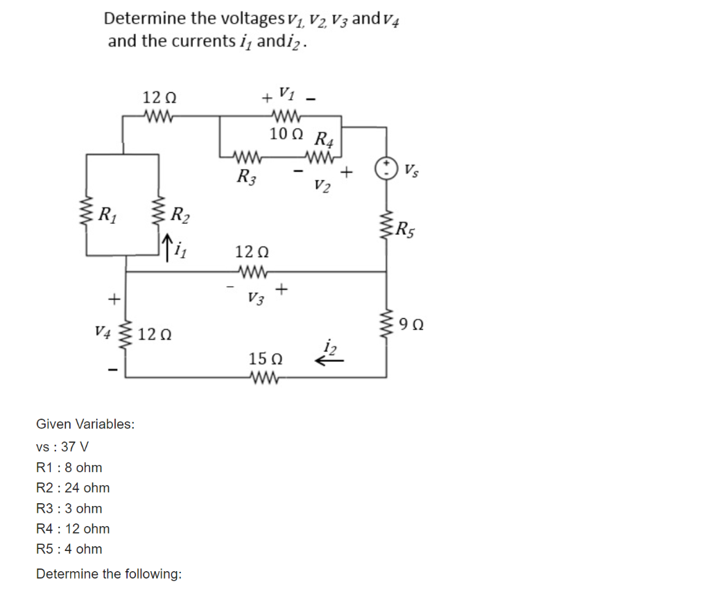 Solved Determine the voltages v1,v2,v3 and v4 and the | Chegg.com