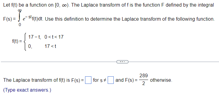 Solved Let f(t) ﻿be a function on [0,∞). ﻿The Laplace | Chegg.com