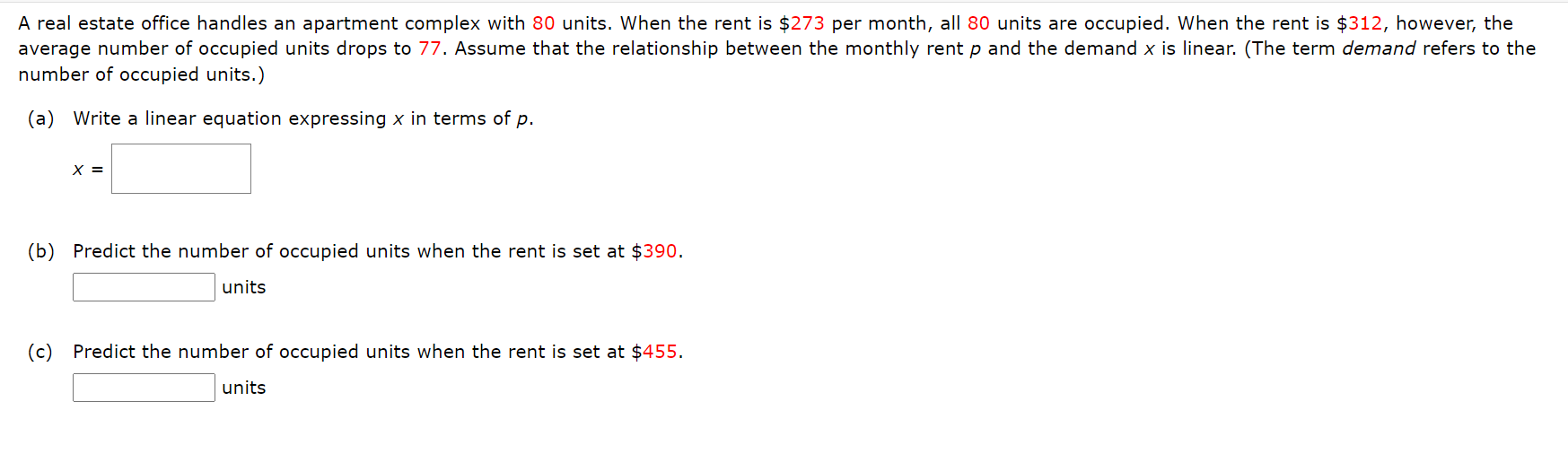 Solved A real estate office handles an apartment complex | Chegg.com