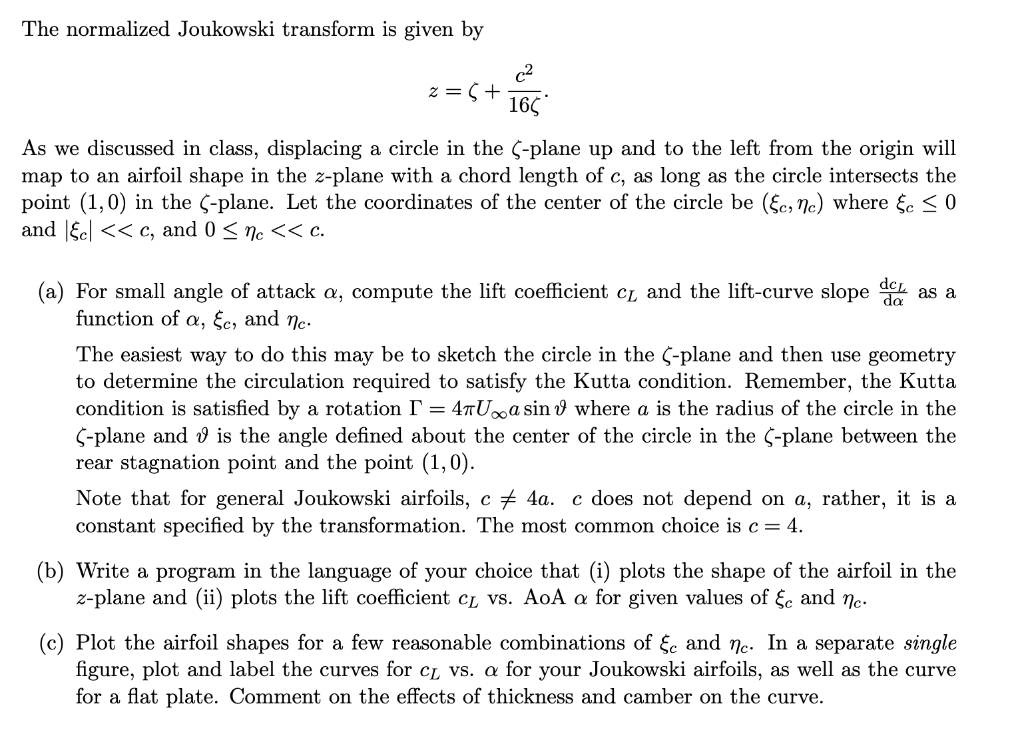 The normalized Joukowski transform is given by z = 5 | Chegg.com