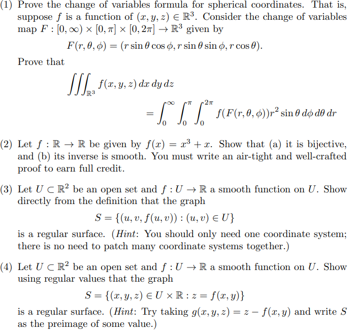 Solved 1) Prove the change of variables formula for | Chegg.com