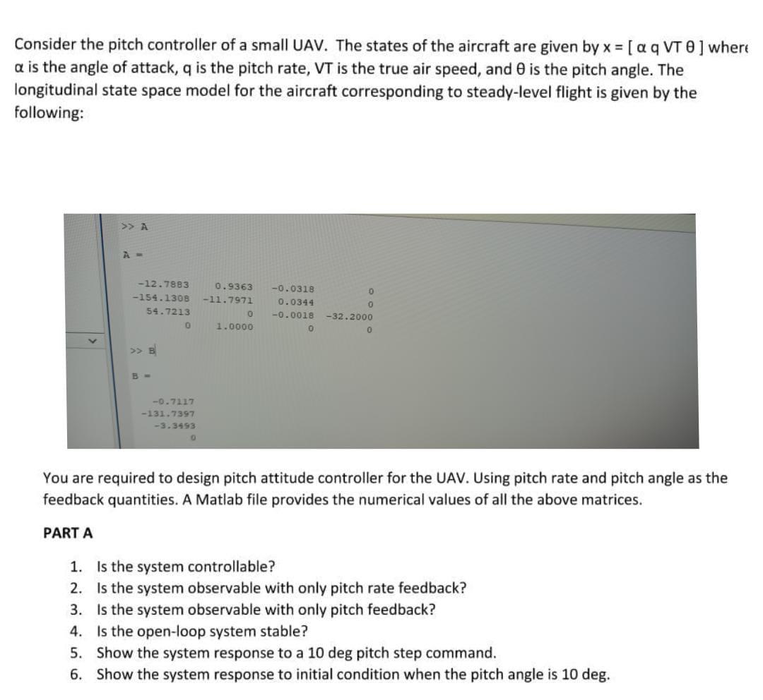 Solved Consider the pitch controller of a small UAV. The | Chegg.com Solved Consider the pitch controller of a small UAV. The | Chegg.com