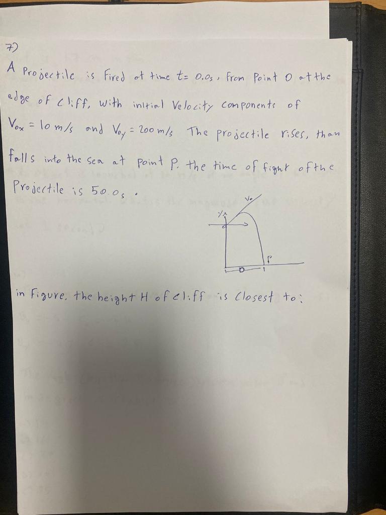 Solved 72 A Projectile is fired of time t= 0.0s, from Point | Chegg.com