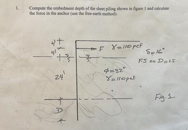 Solved Compute the embedment depth of the sheet piling shown | Chegg.com Solved Compute the embedment depth of the sheet piling shown | Chegg.com