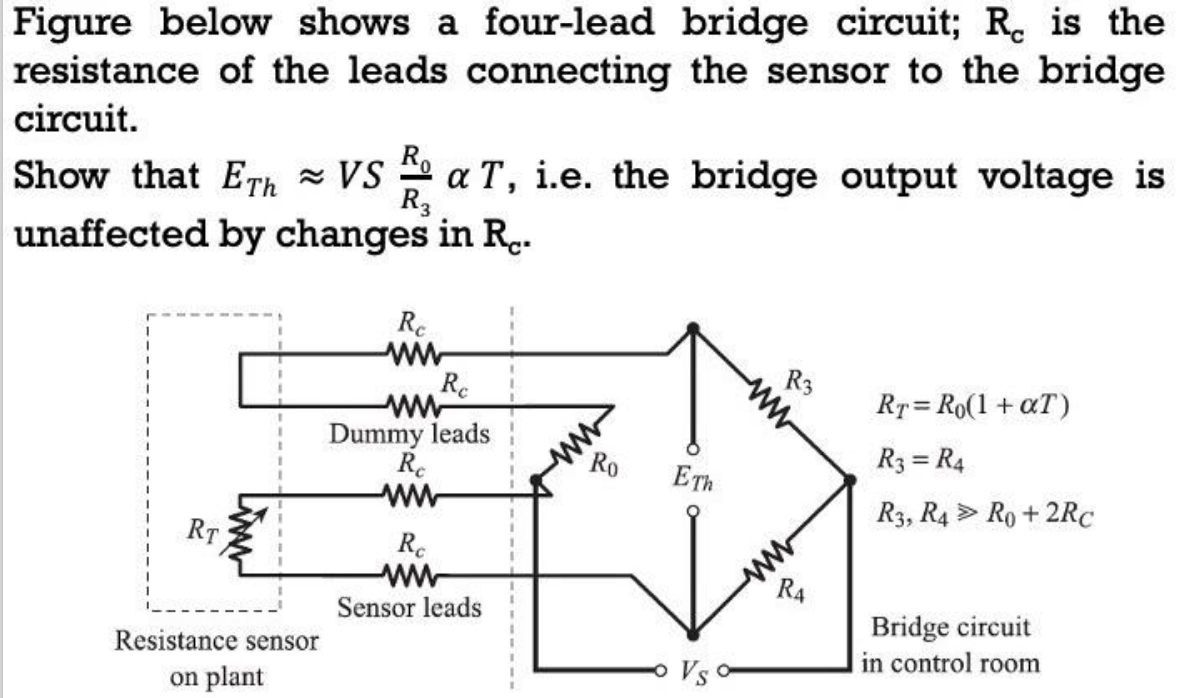 Solved Figure below shows a four-lead bridge circuit; Rc is | Chegg.com