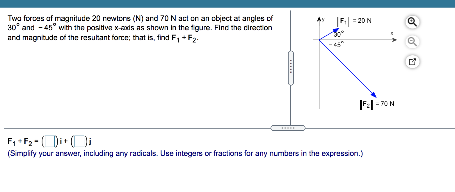 Solved 51 20 N Two Forces Of Magnitude 20 Newtons N