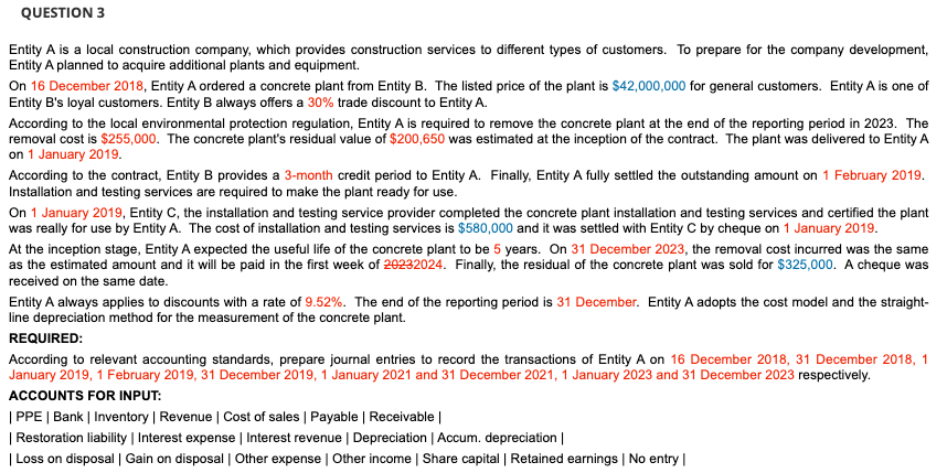 Solved Entity A is a local construction company, which | Chegg.com