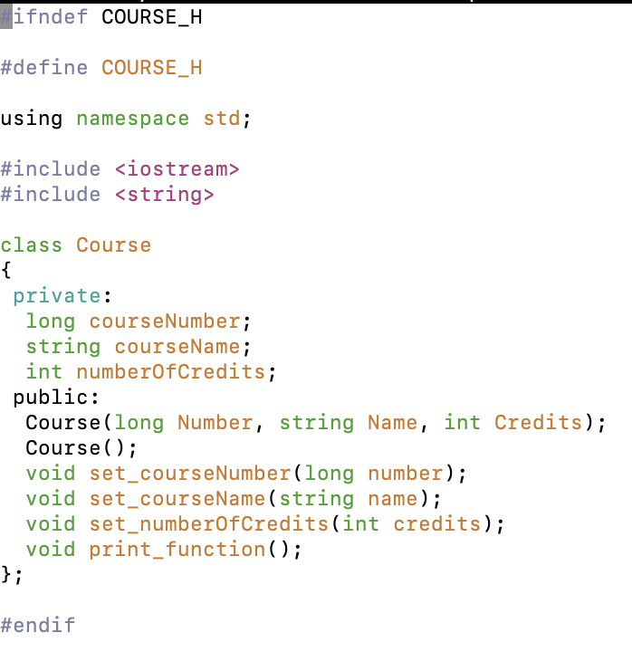Solved ifndef COURSE_H #define COURSE_H using namespace std; | Chegg.com Solved ifndef COURSE_H #define COURSE_H using namespace std; | Chegg.com