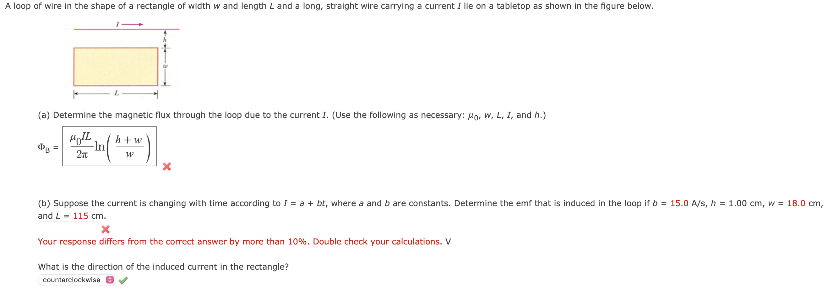 Solved op of wire in the shape of a rectangle of width w and | Chegg.com