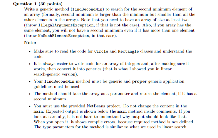 Solved Question 1 30 Points Write A Generic Method 8881