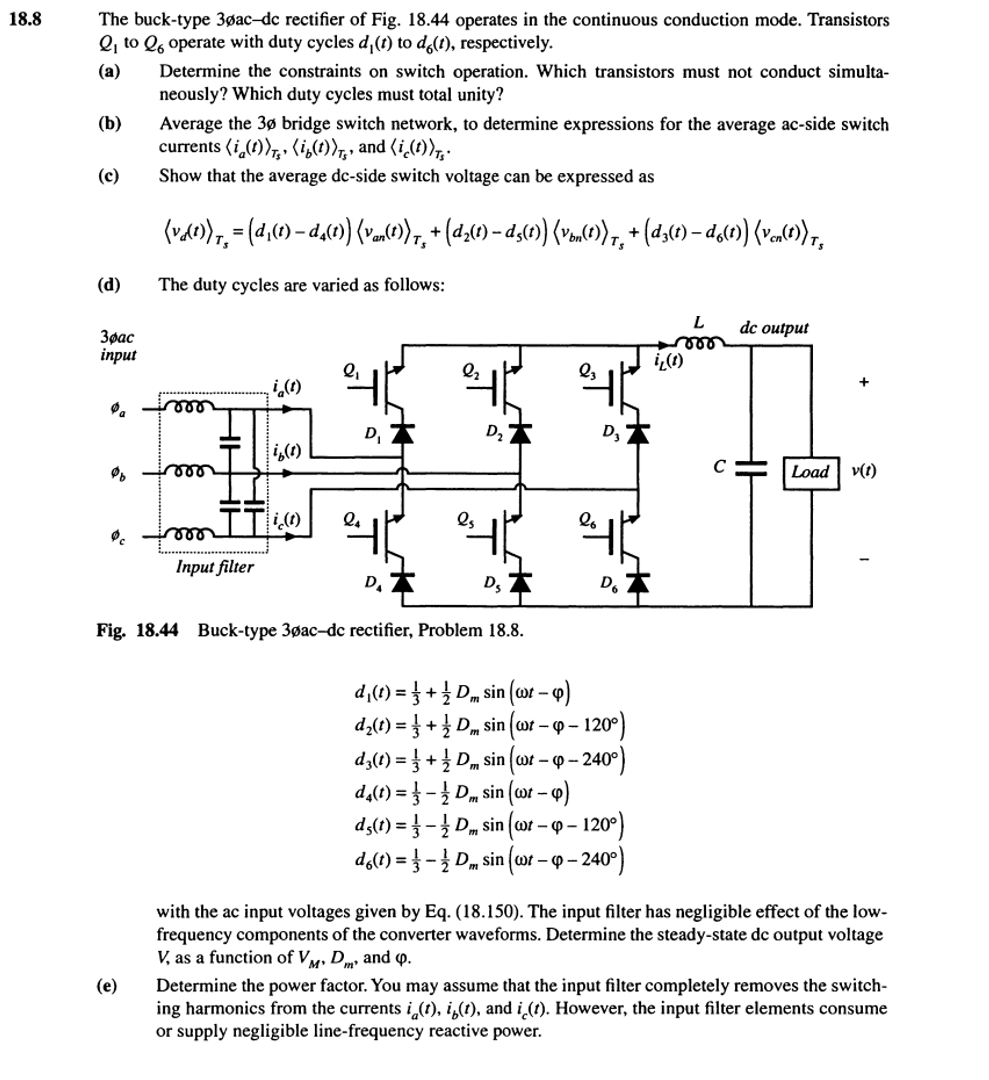 Solved The buck-type 3 phase ac-dc rectifier of Fig. 18.44 | Chegg.com