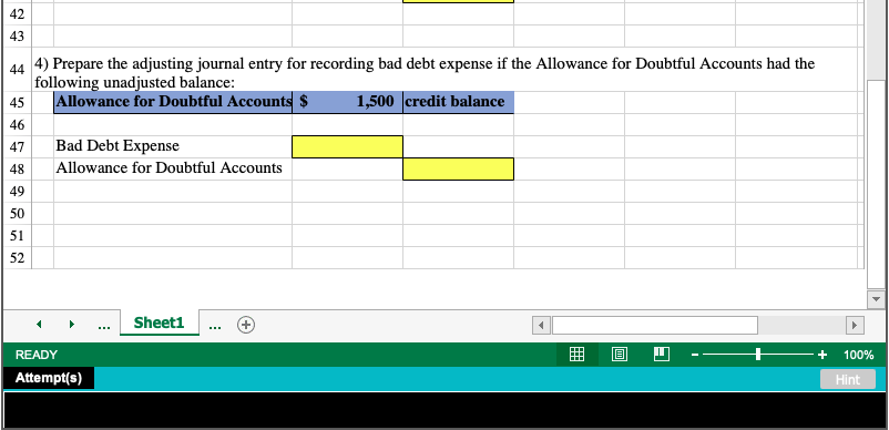 Solved Aging of Accounts Receivable Method using Excel's SUM | Chegg.com