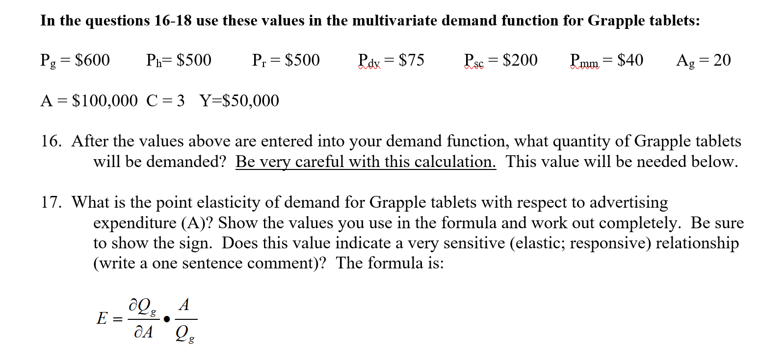 Solved The multivariate demand function below will be needed | Chegg.com