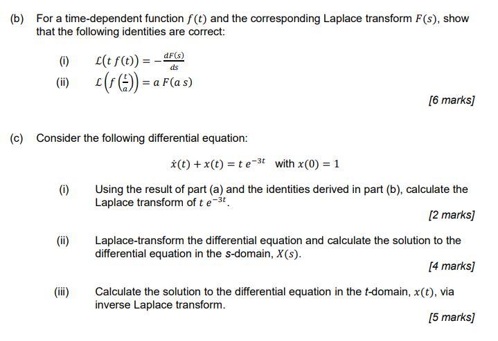 Solved (b) For a time-dependent function f(t) and the | Chegg.com