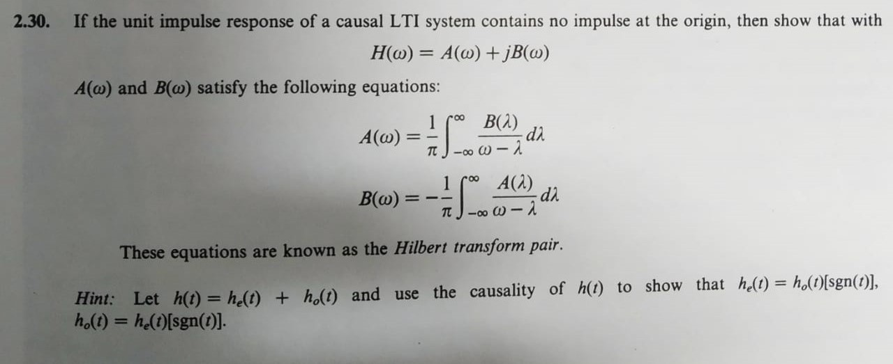 Solved 2.30. If the unit impulse response of a causal LTI | Chegg.com