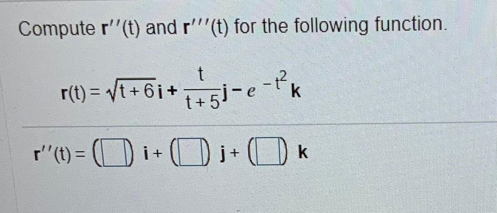Solved Compute r''(t) and r' (t) for the following function. | Chegg.com