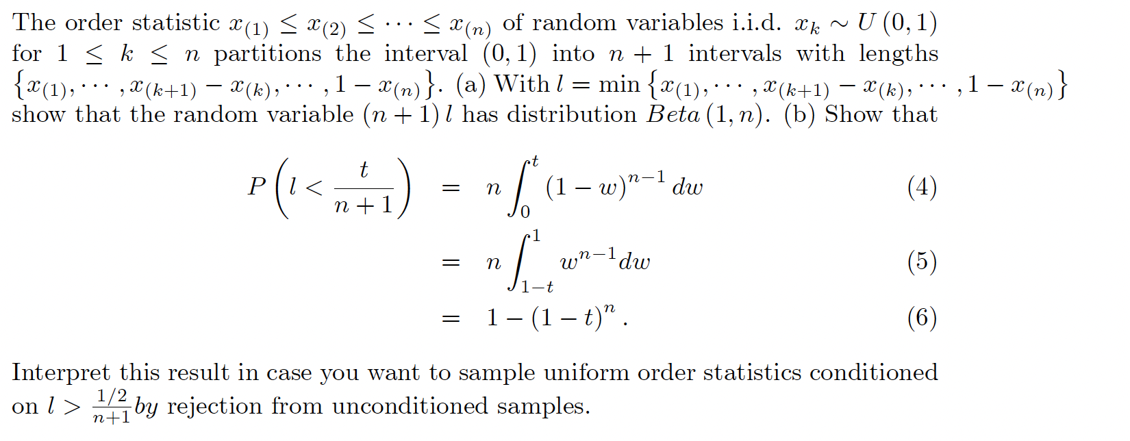 Solved The Order Statistic X 1 ≤x 2 ≤cdots≤x N of Random