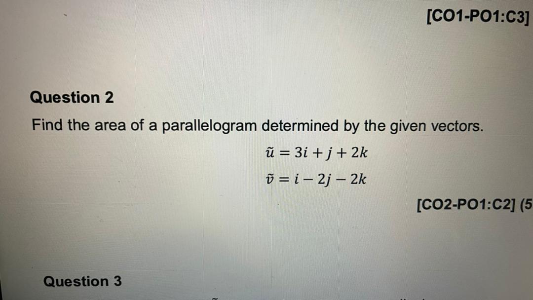 Solved Find the area of a parallelogram determined by the | Chegg.com