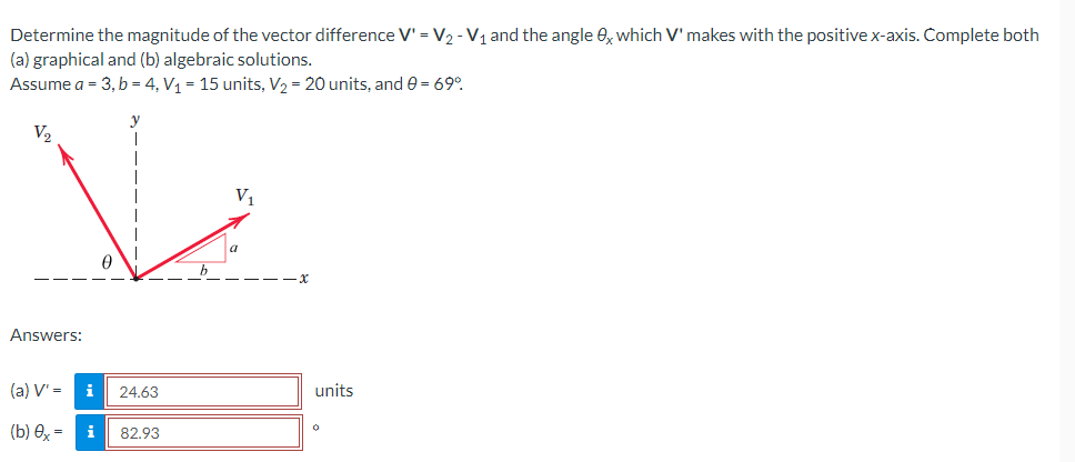 Solved Determine the magnitude of the vector difference V' = | Chegg.com