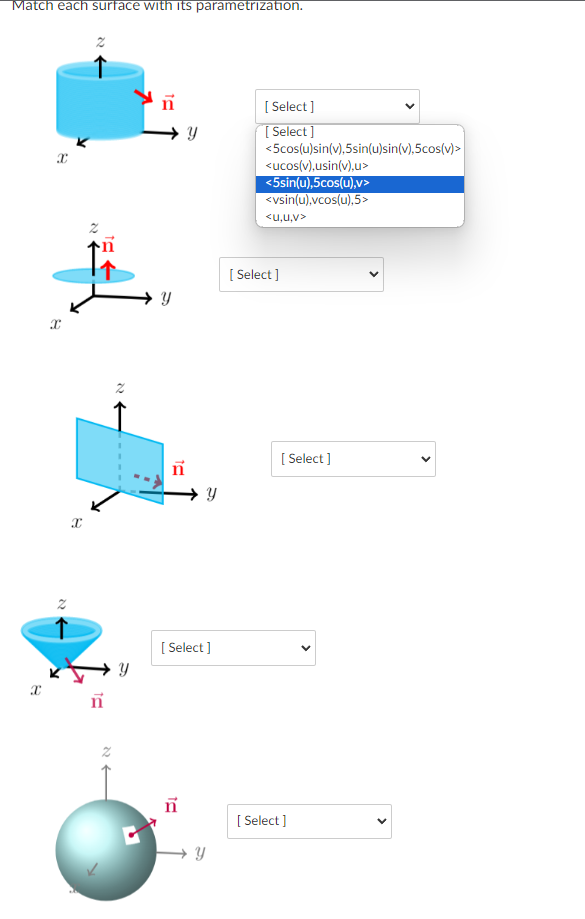 Match Each Surface With Its Parametrization