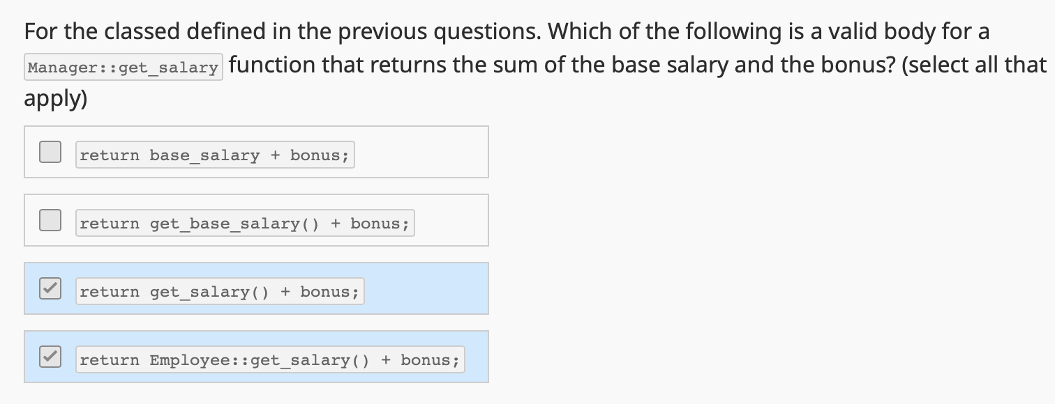 Solved class Employee \{ public: Employee (); void | Chegg.com